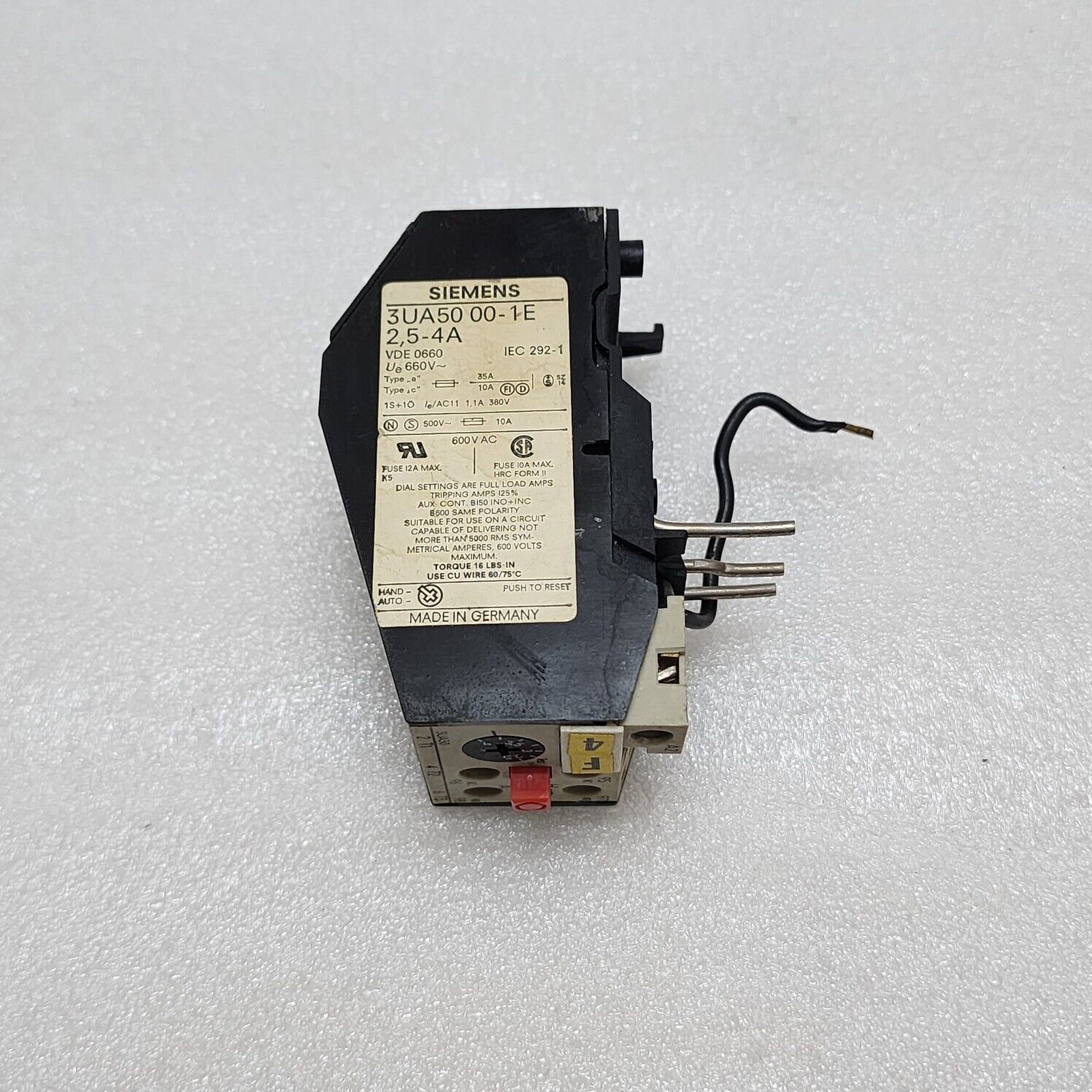 SIEMENS 3UA5000-1E OVERLOAD RELAY 2.5-4 A - Inmateto